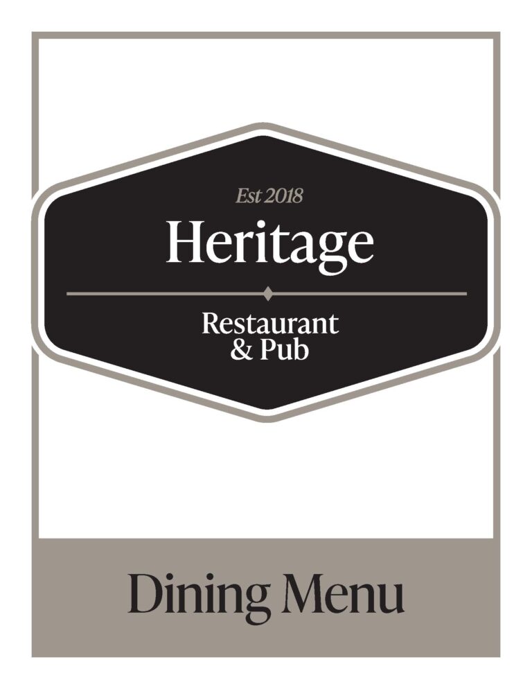Menu - Heritage Resturaunt & Pub
